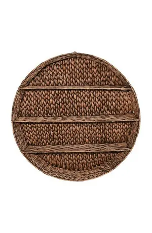 HAPPIMESS Annulus 3-shelf Circular Handwoven Hyacinth Wall Rack - Brown