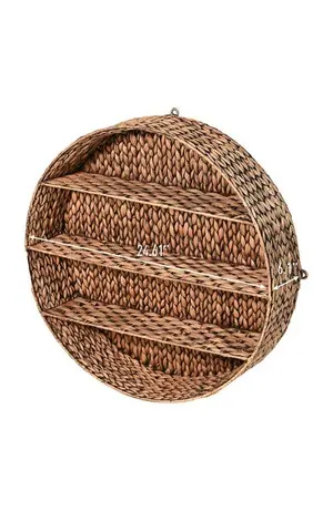 HAPPIMESS Annulus 3-shelf Circular Handwoven Hyacinth Wall Rack - Brown