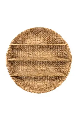 HAPPIMESS Annulus 3-shelf Circular Handwoven Hyacinth Wall Rack - Light Brown