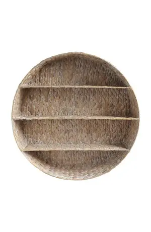 HAPPIMESS Annulus 3-shelf Circular Handwoven Hyacinth Wall Rack White Wash