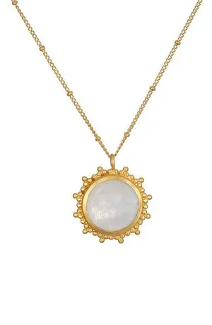 SATYA JEWELRY Moonstone Gemstone Pendant Necklace - Gold