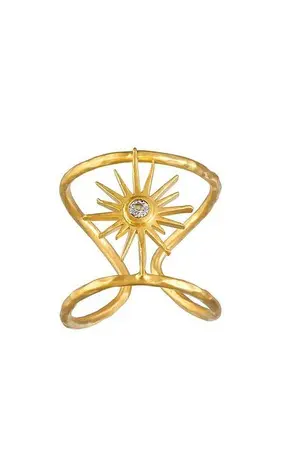 SATYA JEWELRY Divine Dreams Starburst Adjustable Ring - Gold