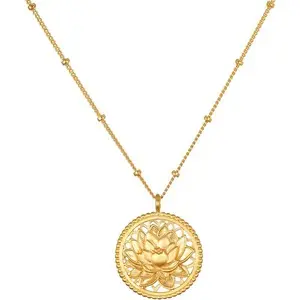 SATYA JEWELRY Blessed Beginnings Lotus Pendant Necklace - Gold