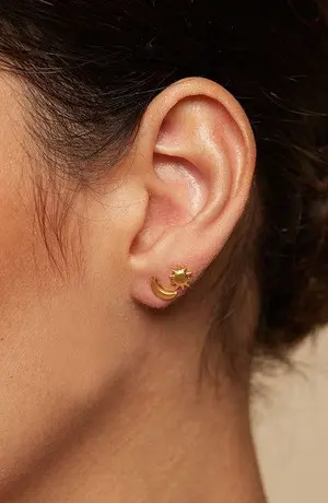 SATYA JEWELRY Celestial Light Moon And Sun Stud Earrings