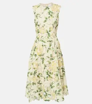Oscar De La Renta Printed Midi Dress - Yellow