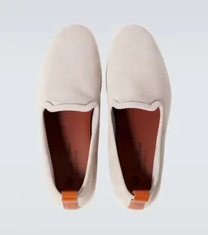 Loro Piana Venice Walk Suede Loafers - Beige