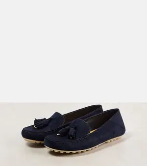 Loro Piana Dot Sole Walk Suede Driving Shoes - Blue