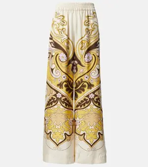 La DoubleJ Printed Silk Twill Palazzo Pants