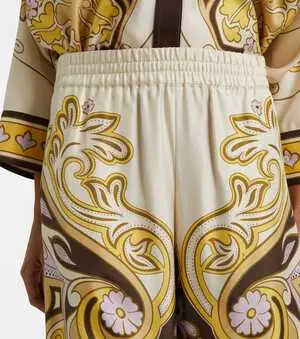 La DoubleJ Printed Silk Twill Palazzo Pants