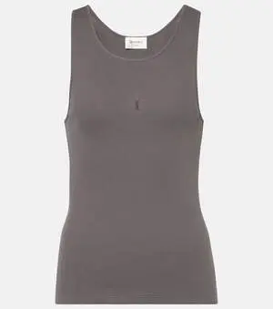 Saint Laurent Cassandre Ribbed Tank Top - Grey