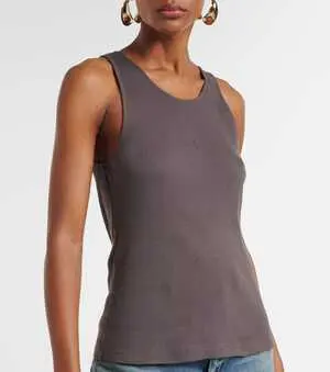 Saint Laurent Cassandre Ribbed Tank Top - Grey