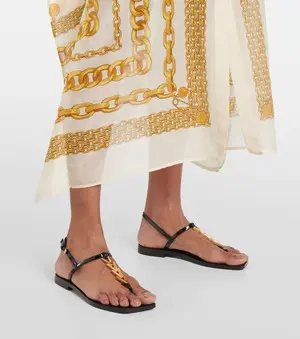 Versace V2025 Chain Leather Thong Sandals