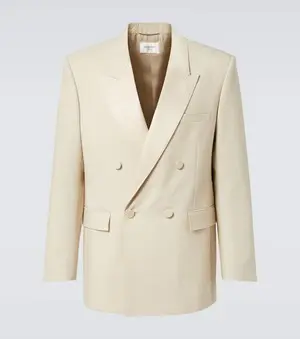 Saint Laurent Double-breasted Wool Tuxedo Jacket - Beige