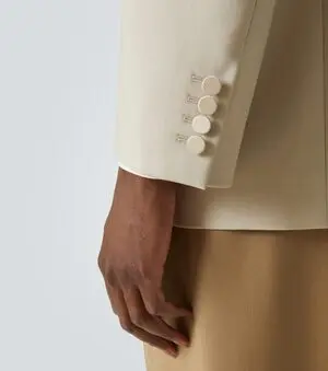 Saint Laurent Double-breasted Wool Tuxedo Jacket - Beige