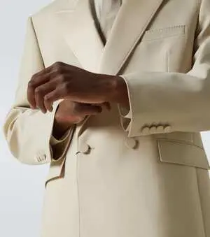 Saint Laurent Double-breasted Wool Tuxedo Jacket - Beige