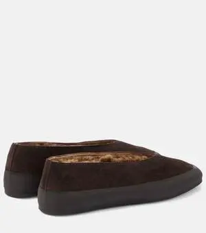 Le Monde Beryl Shearling-lined Suede Ballet Flats - Brown