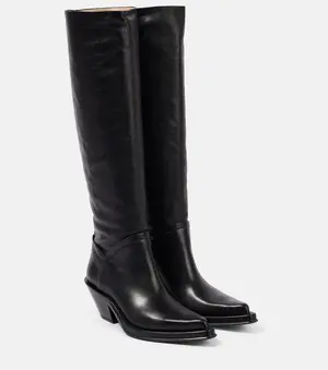 Gabriela Hearst Leather Knee-high Pointed Toe Boots - Black