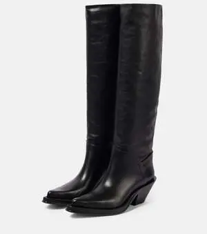 Gabriela Hearst Leather Knee-high Pointed Toe Boots - Black