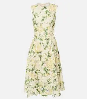 Oscar De La Renta Printed Midi Dress
