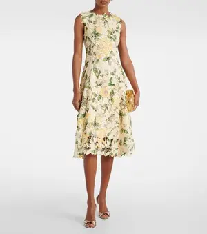 Oscar De La Renta Printed Midi Dress