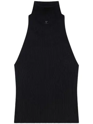 COURREGES Ribbed Mock-neck Tank Top