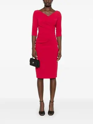 Talbot Runhof Ruched Midi Dress