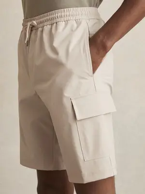REISS Climb Technical Cargo Shorts - Stone