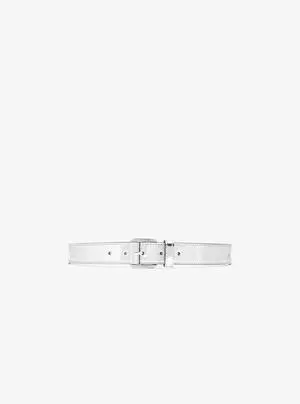 Michael Kors Tilda Specchio Leather Belt - Silver