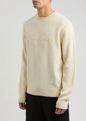 Givenchy Logo-embroidered Wool Jumper - Cream