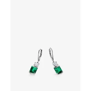 CARAT* LONDON Shannon Sterling Emerald Drop Earrings - Silver