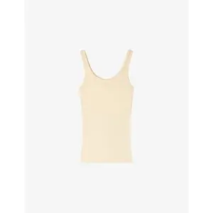 Sandro Ribbed Stretch-cotton Top - Light Yellow