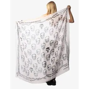 Zadig&Voltaire Kerry Skull-print Square Woven Scarf