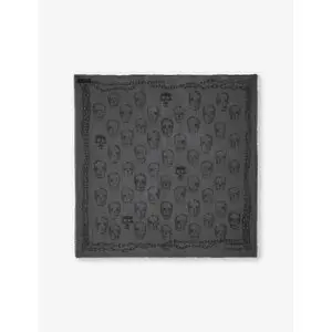Zadig&Voltaire Kerry Skull-print Square Woven Scarf - Shark