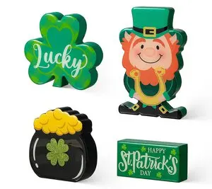 GLITZHOME 6'h St.patrick's Classic Characters T Able Decor S/4