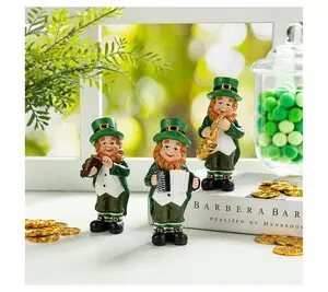 GLITZHOME 5' St.patrick's Leprechaun Musicians Ble Decor S/3