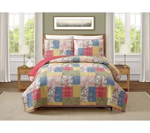 MODERN HEIRLOOM Farmhouse Florals 3-pc Full/que En Quilt Set - One-color