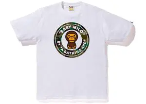 A BATHING APE 1st Camo Milo Busy Works Tee Shirt White/green