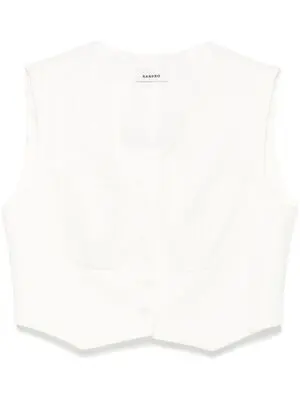 Sandro Pinstriped Sleeveless Top - Neutrals