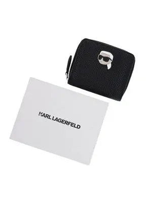 Karl Lagerfeld Medium Ikon Pebble Bi-fold Wallet - Black