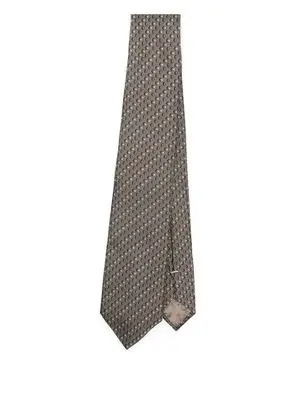 Emporio Armani Patterned-jacquard Silk Tie - Brown