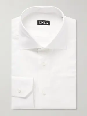 Zegna Cutaway-collar Cotton-twill Shirt - White
