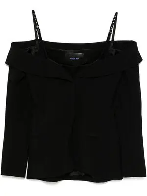 MUGLER Sculptural Off-shoulder Jacket - Black