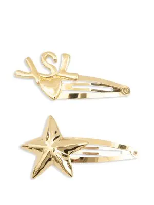 Saint Laurent Cassandre Hair Clips - Gold