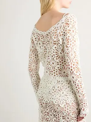 Norma Kamali Crocheted Cotton-blend Top - Neutrals