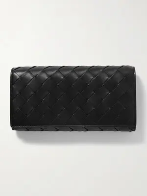 Bottega Veneta Intrecciato Woven Leather Wallet - Black