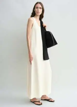 TOTEME Scoop-neck Sablé Tank Dress - Macadamia