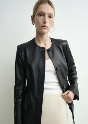 TOTEME Collarless Leather Jacket