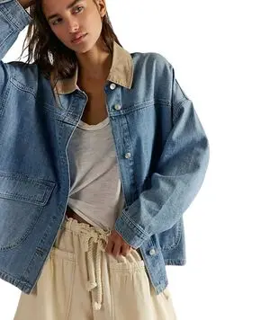 Free People We The Free Denim Jacket - Berry Blues