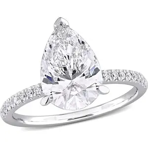 JULIANNA B. 3-1/6 Ctw Lab-grown Diamond Pear Solitaire Ring - White Gold