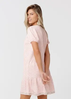 CABANA LIFE Embroidered Short Sleeve Tiered Dress - Coast